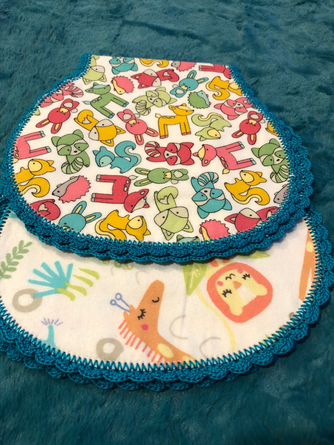2 Handmade Crocheted Edge Burp Cloths - Etsy