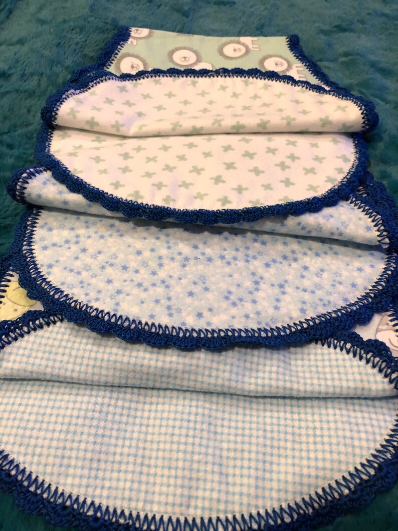 3 Handmade Crochet Edge Burp Cloth - Etsy
