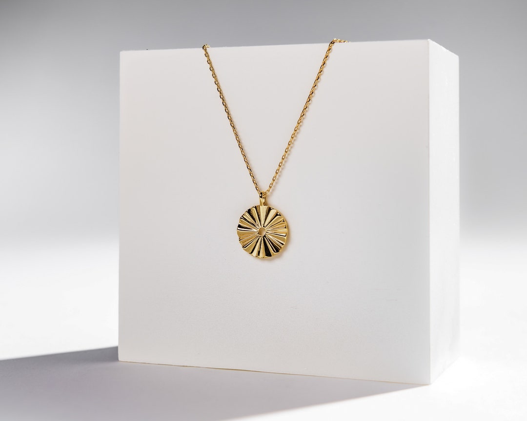 Radial Sunbeam Necklace Sun Coin Necklace Sunburst Pendant - Etsy