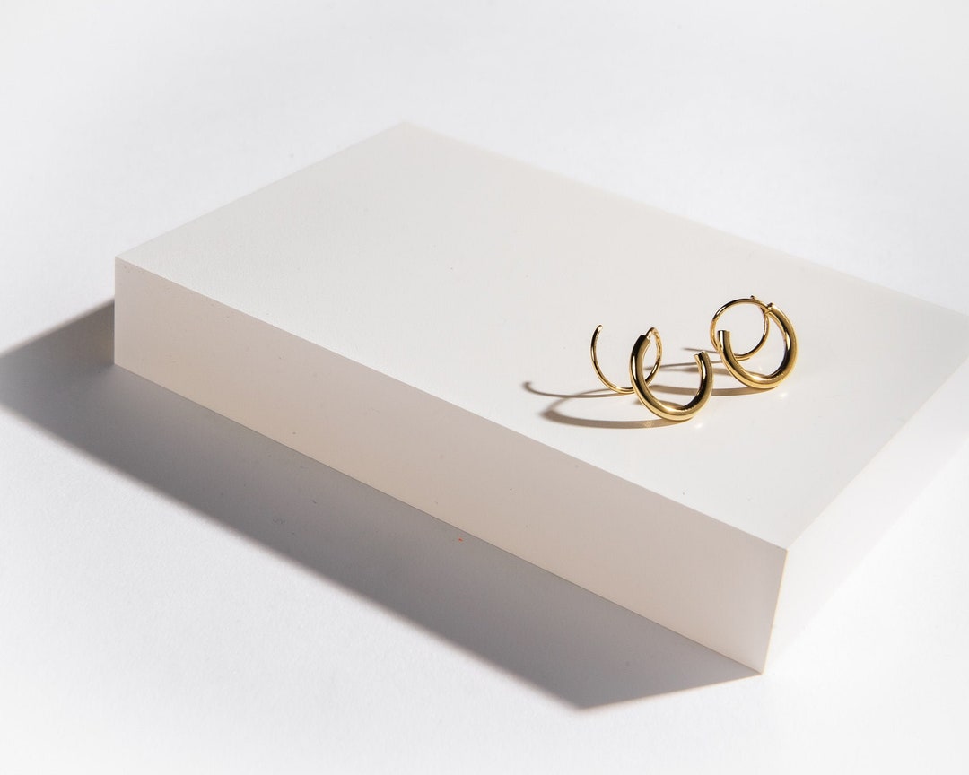 Double Spiral Huggie Hoop Earrings: Fake Double Piercing Hoops, 925 ...