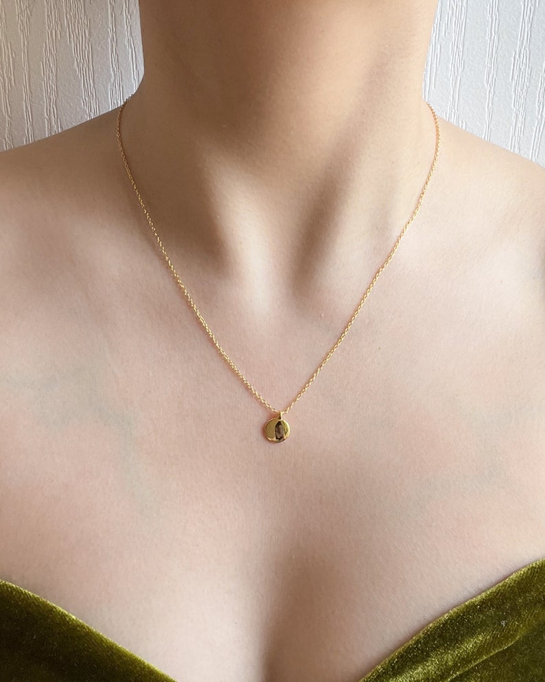 Dainty 18k Gold Plated Disc Pendant: 925 Sterling Silver Minimalist ...