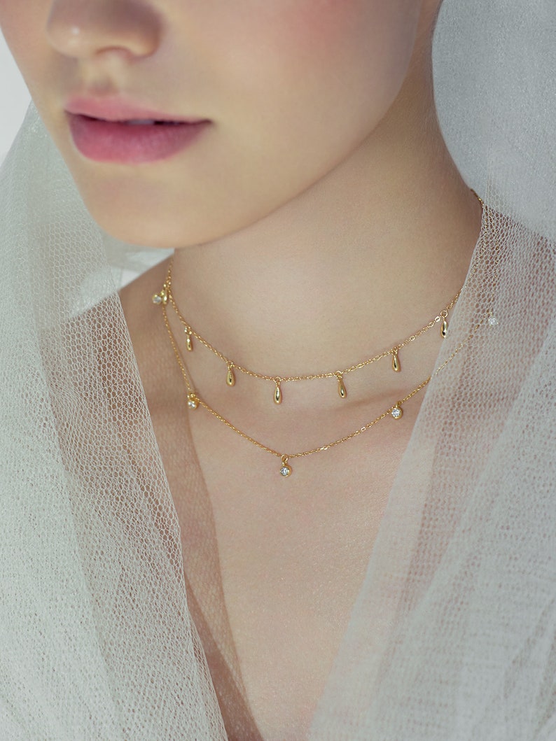 DAMLA Water Drop Choker Satellite Gold Chain Choker Necklace - Etsy