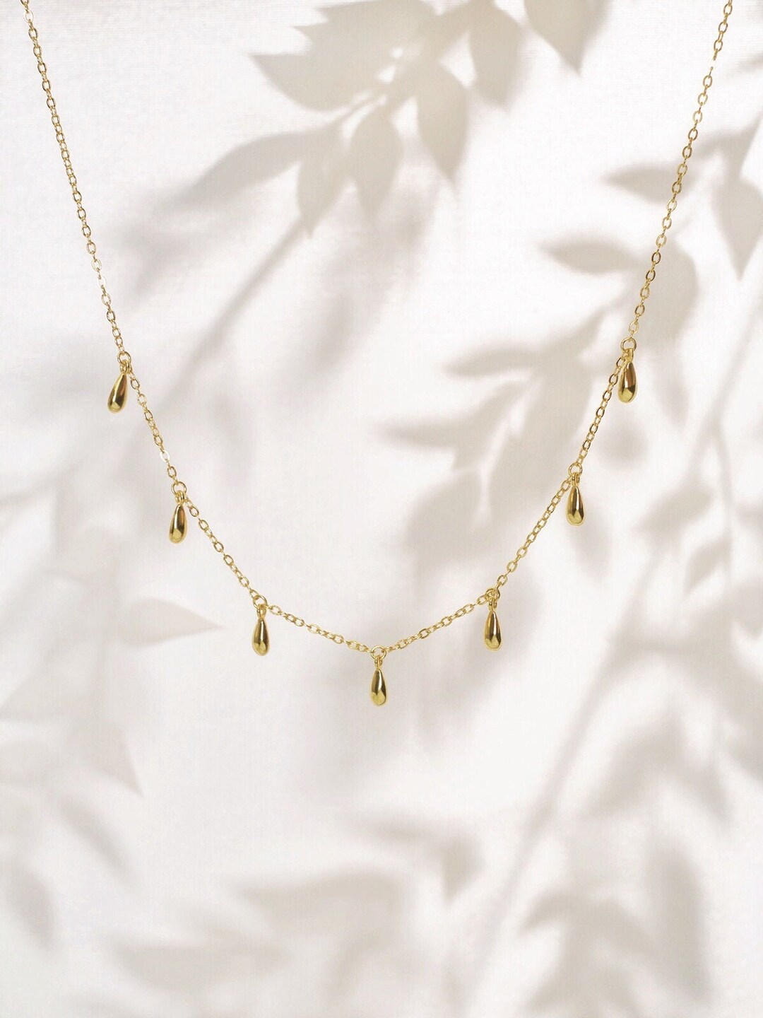 DAMLA - Water Drop Choker Satellite Gold Chain Choker Necklace 925 ...