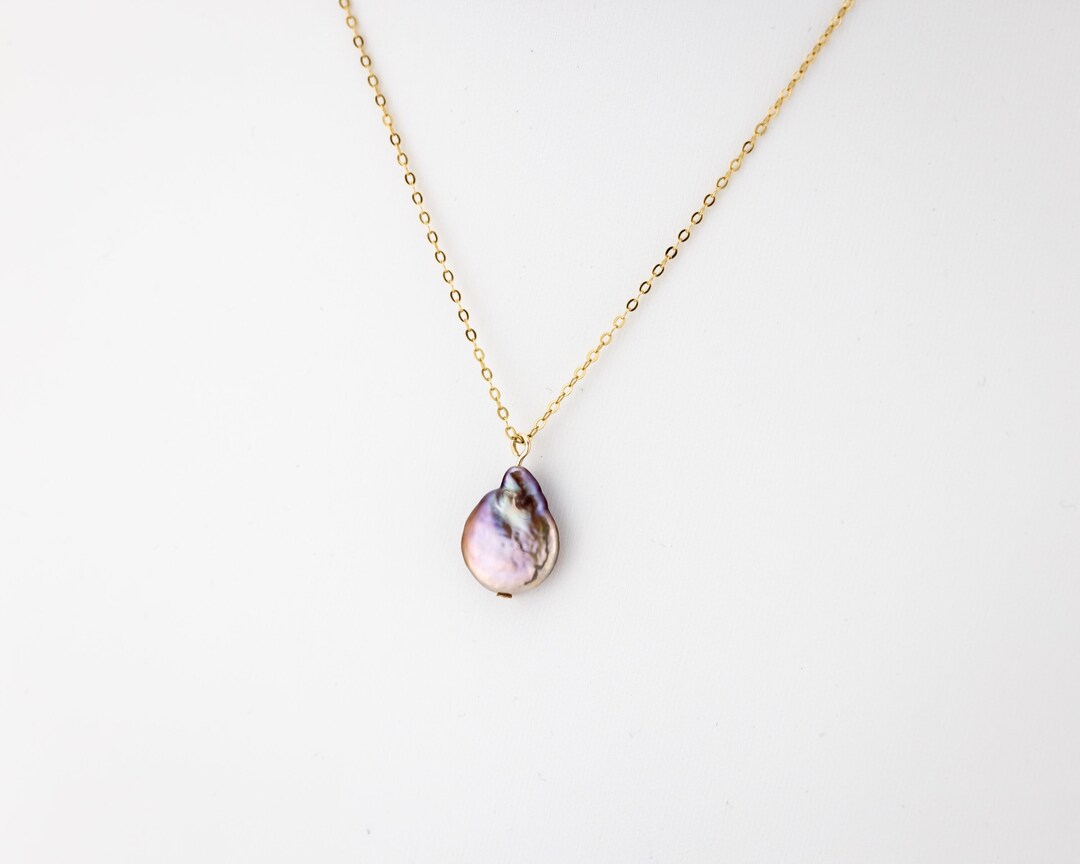 Purple Baroque Pearl, Edison Bulb Shaped Coin Pearl Necklace, Baroque ...