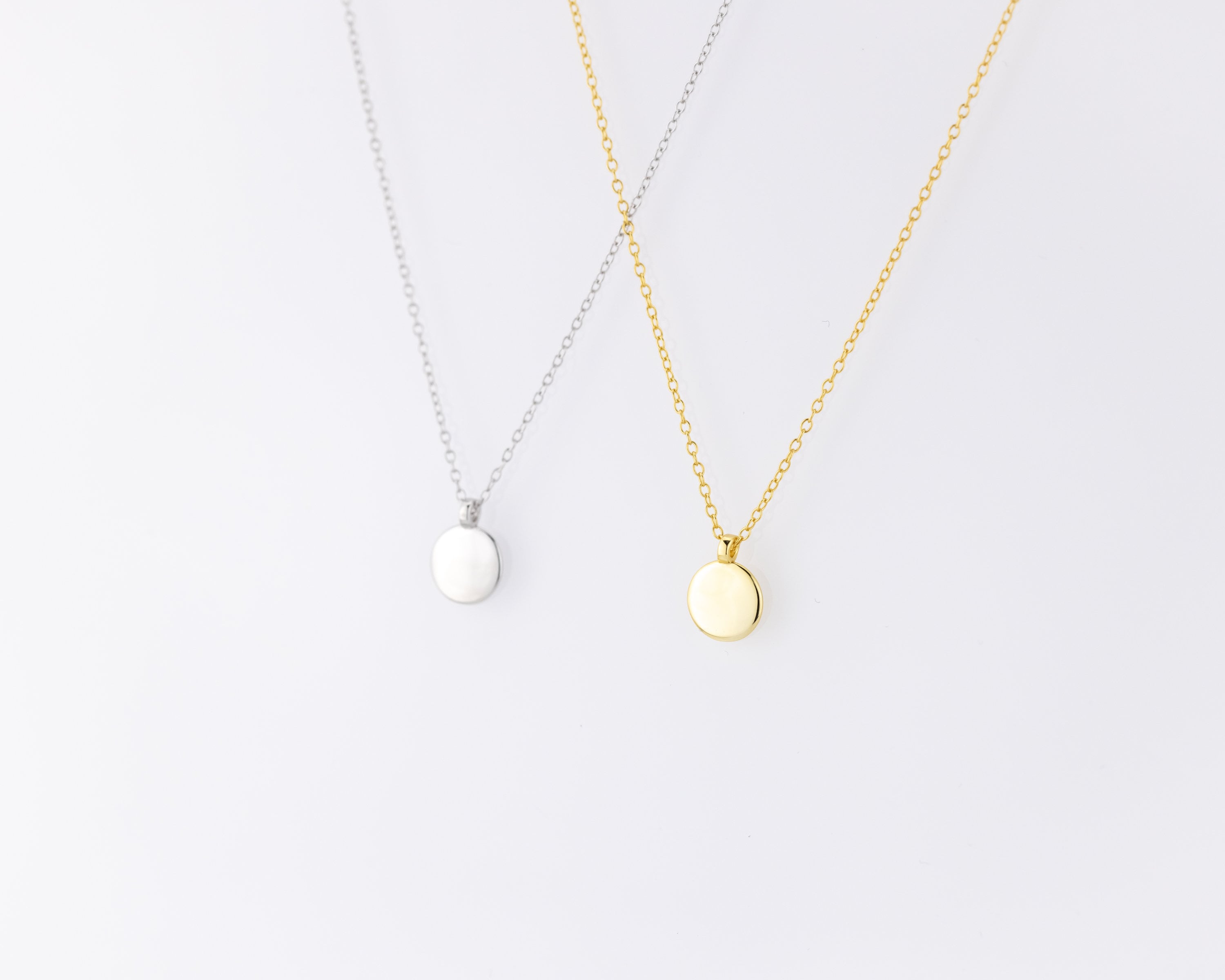 Dainty 18k Gold Plated Disc Pendant: 925 Sterling Silver Minimalist ...