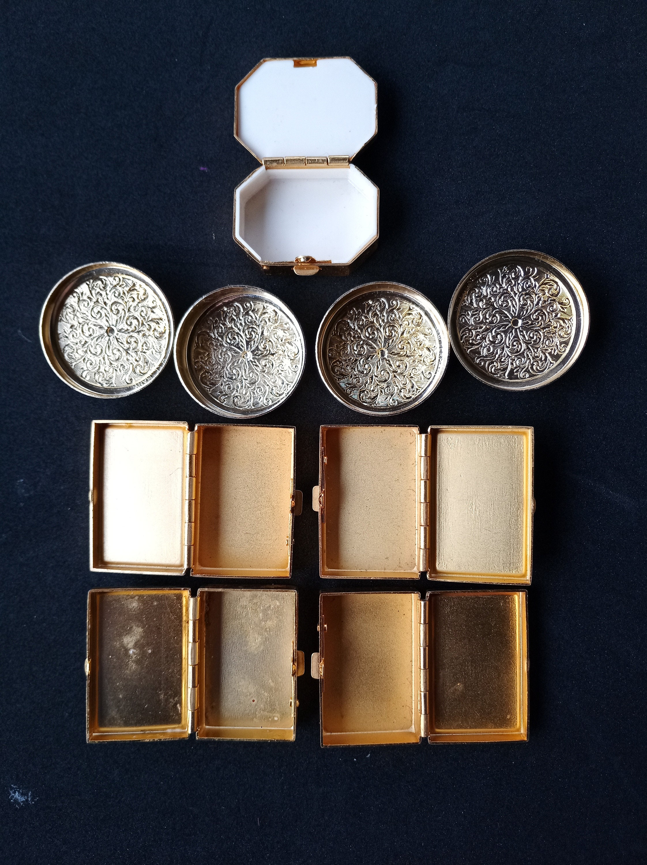 Vintage Metal and Resin or Glass Pill or Snuff Box. Cameo With Lady ...