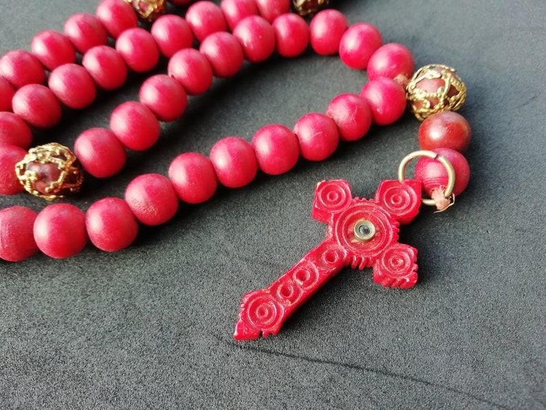 Ancient Bone Rosary and Wood Cross With Stanhope Lens, Complete and ...