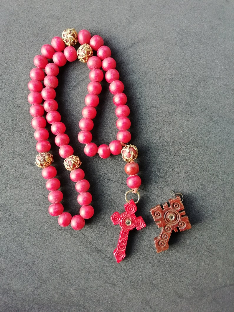 Ancient Bone Rosary and Wood Cross With Stanhope Lens, Complete and ...