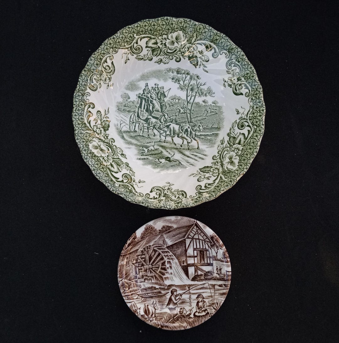 Vintage Johnson Brothers Bros. England Porcelain Miniature Plates Mill ...