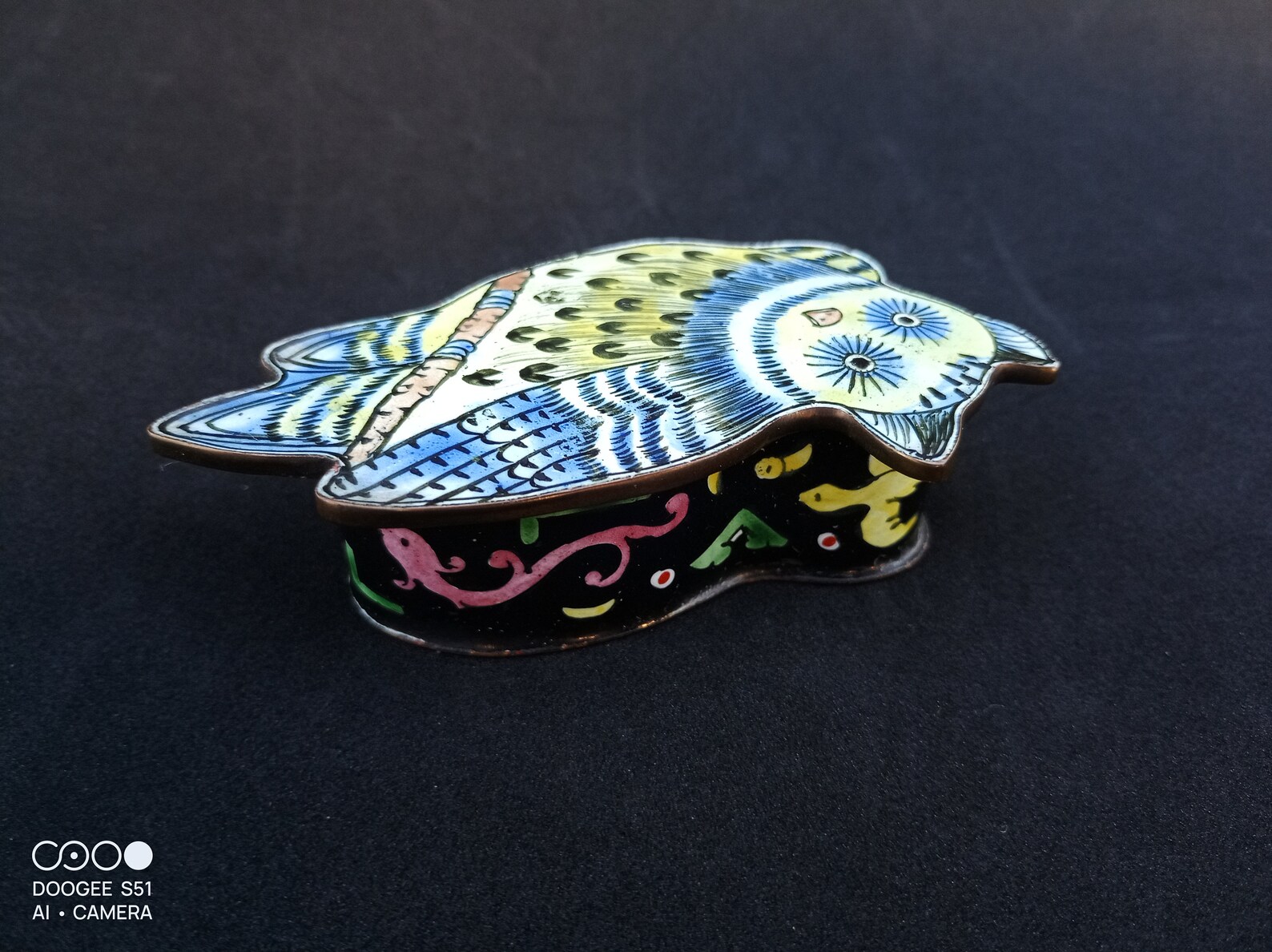 Owl Cloisonne Pill Box, Collection Jewelry Boxes. Chinese Enamel and ...