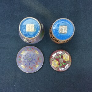 Cloisonne Dragon and Birds Tibor or Round Boxes, Trinket / Pill Boxes ...