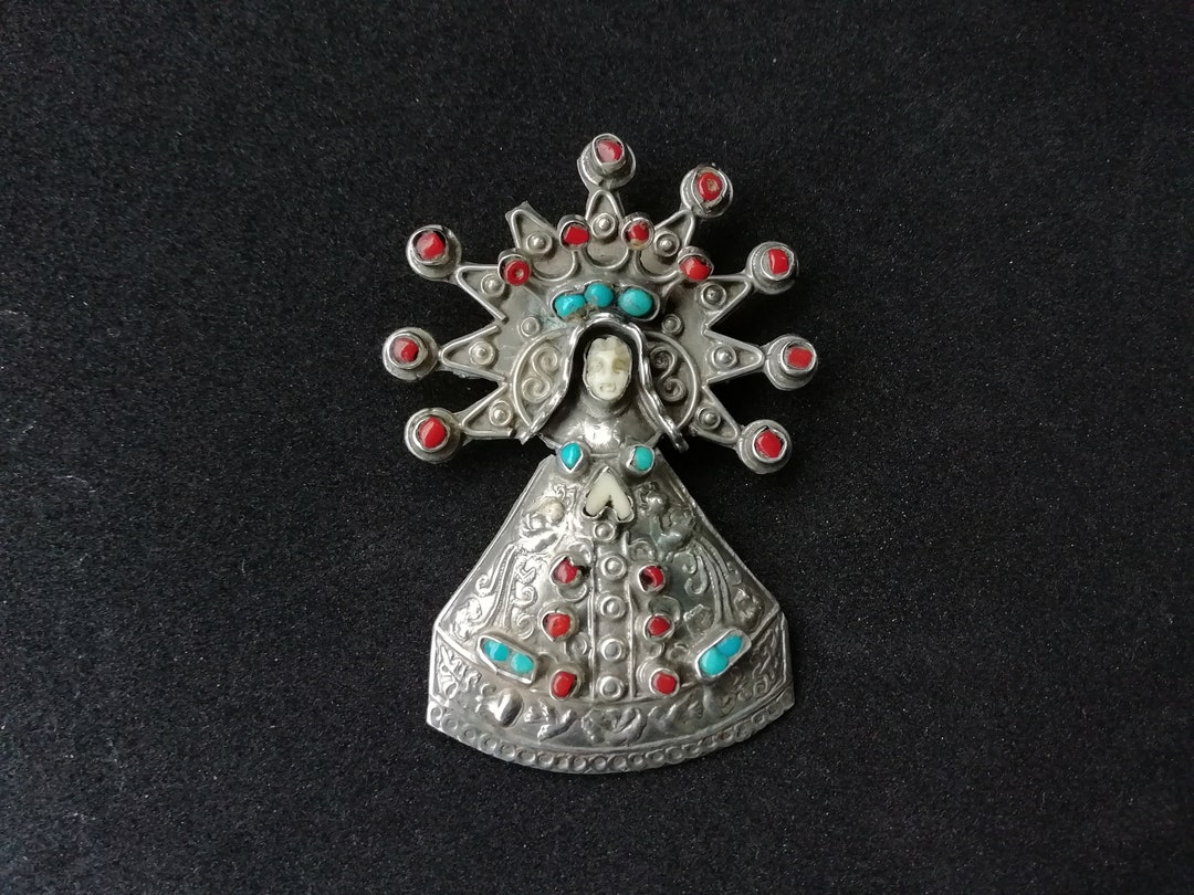 Original Signed MATL Brooch. Contrasted Silver Virgin, With Semi ...