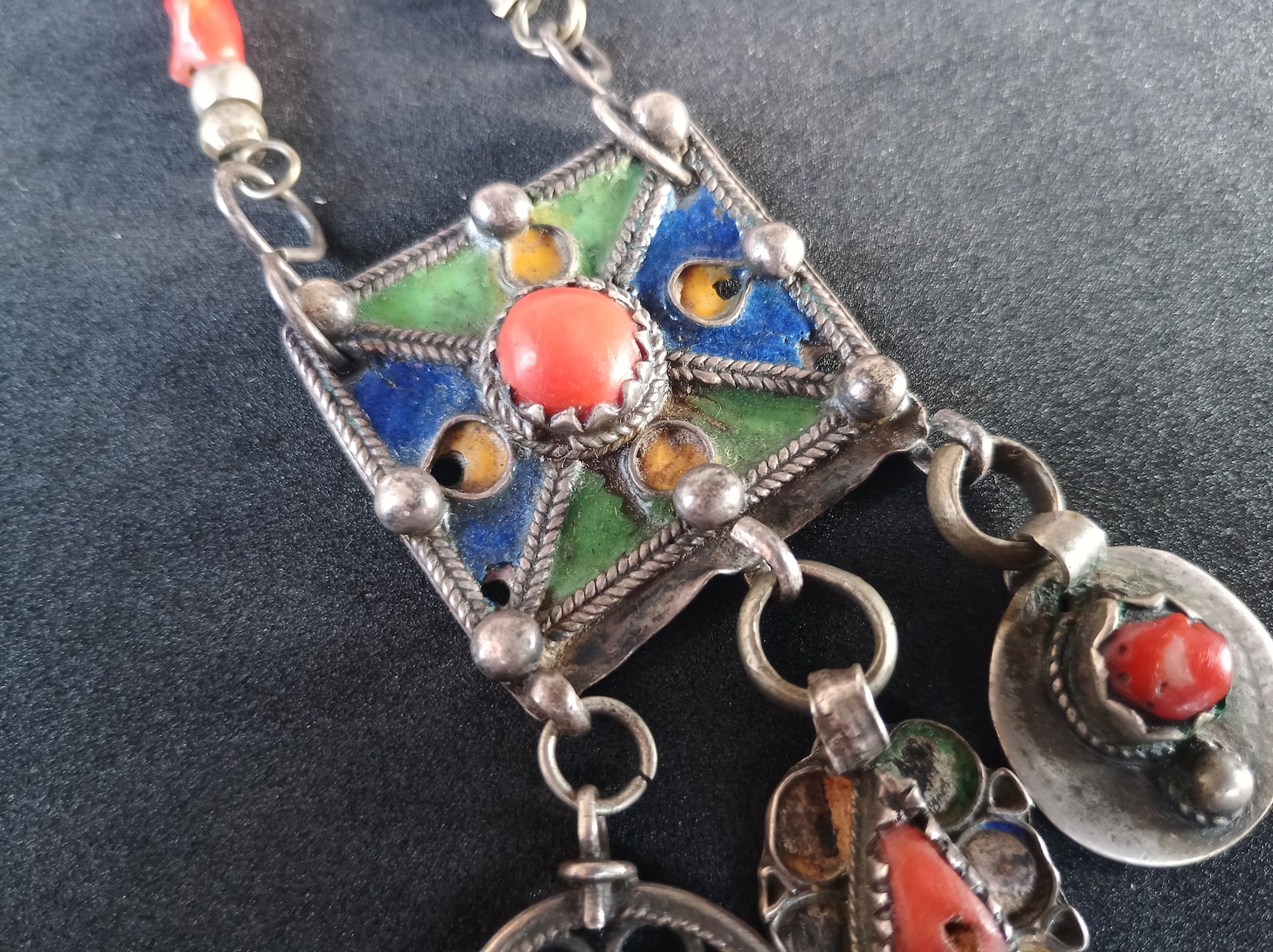 Kabyle Algeria Coral and Enamel Necklace Silver. Kabyle Algeria ...