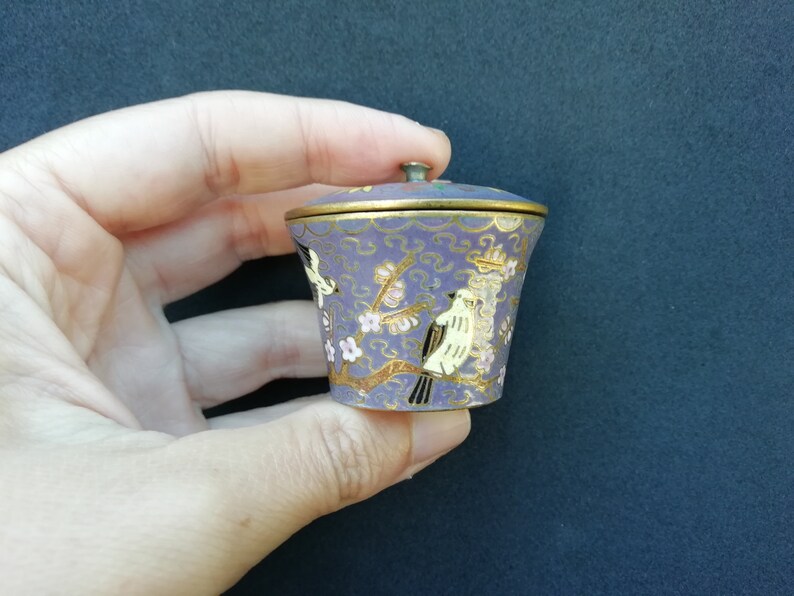 Cloisonne Dragon and Birds Tibor or Round Boxes, Trinket / Pill Boxes ...