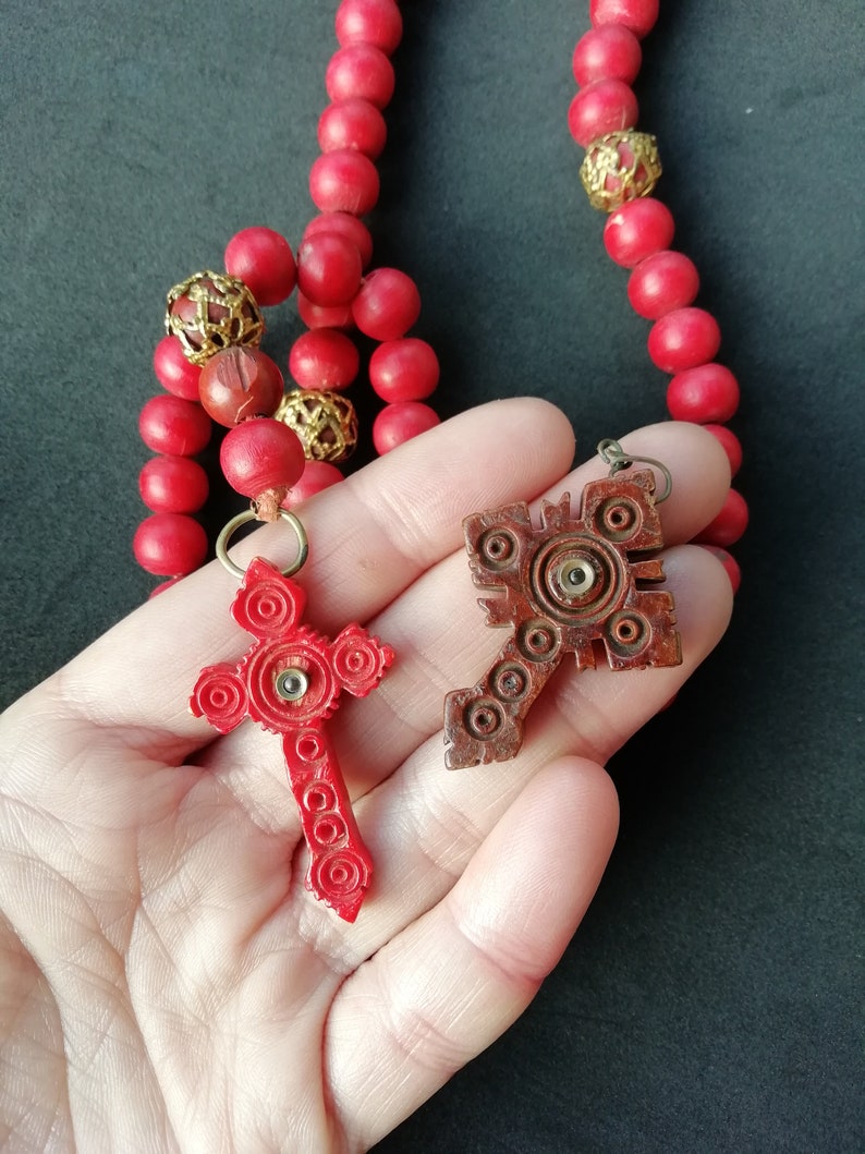 Ancient Bone Rosary and Wood Cross With Stanhope Lens, Complete and ...