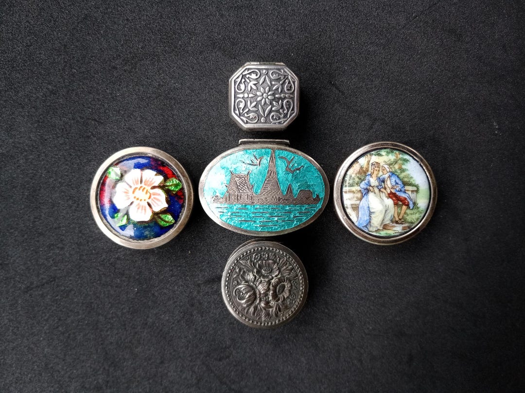 Vintage Silver Box or Pillbox With Silver Hallmark, Trinket Boxes for ...