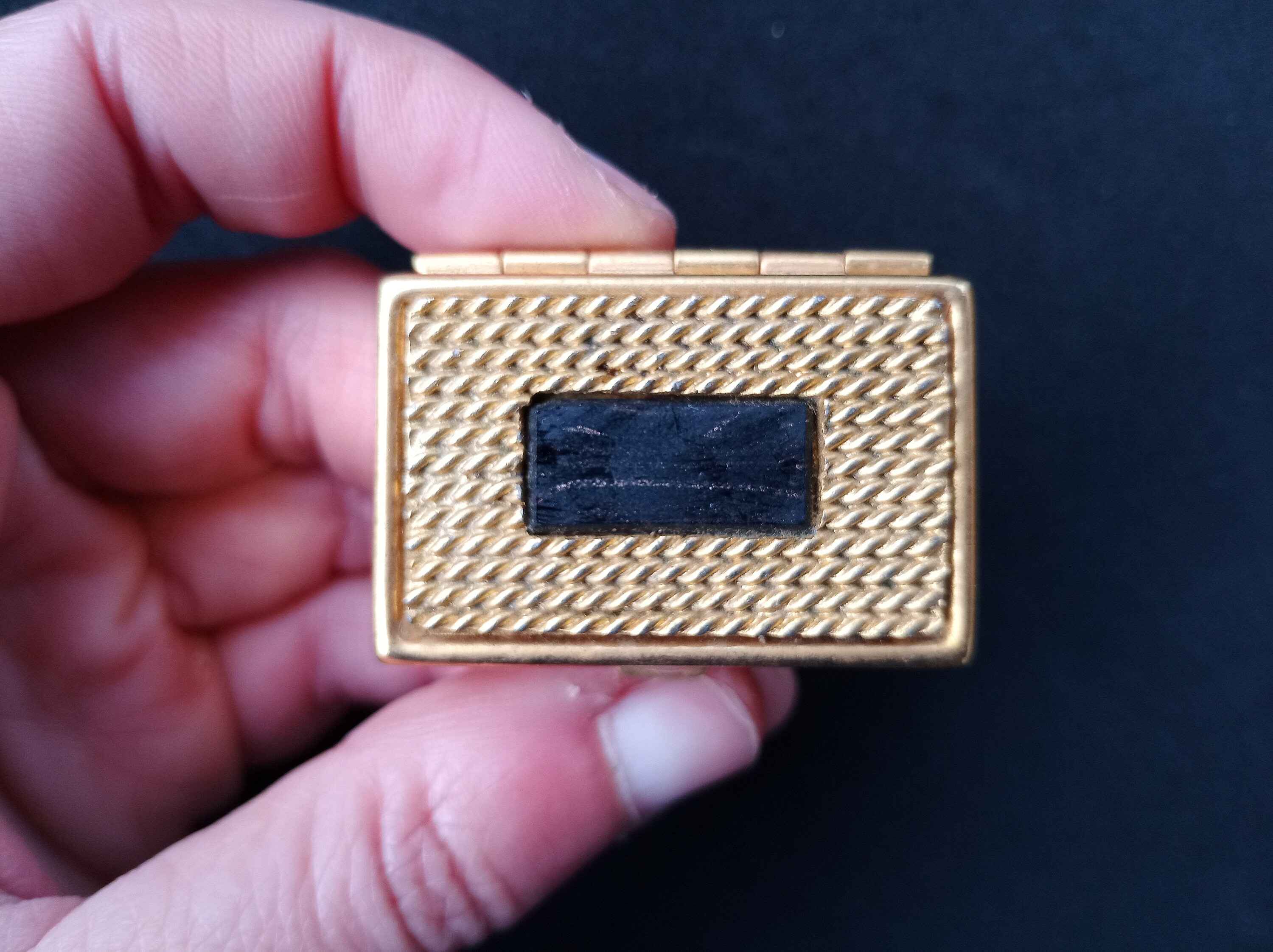 Vintage Metal and Resin or Glass Pill or Snuff Box. Cameo With Lady ...