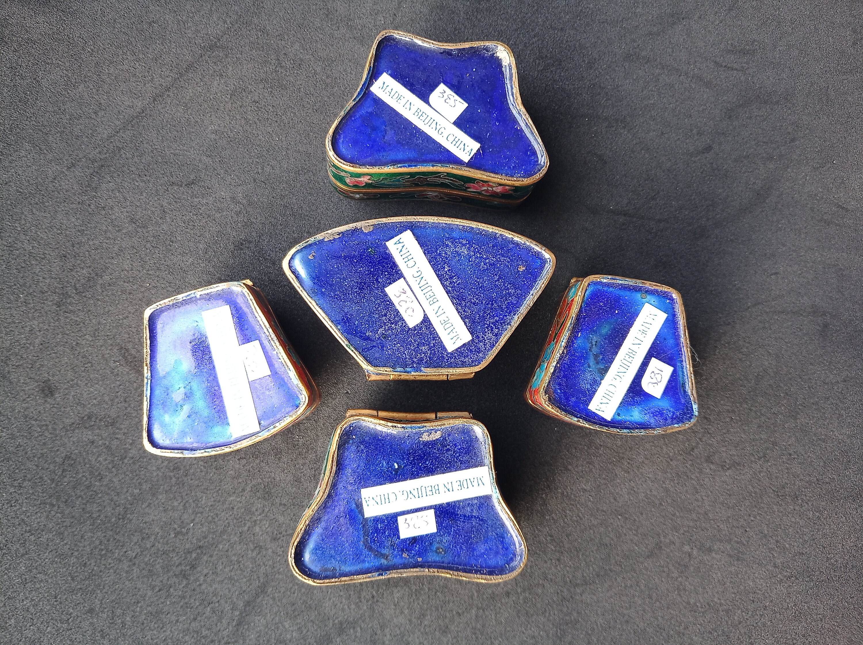 Vintage Ancient Cloisonne Trinket Boxes, Collection Pill Boxes. Chinese ...