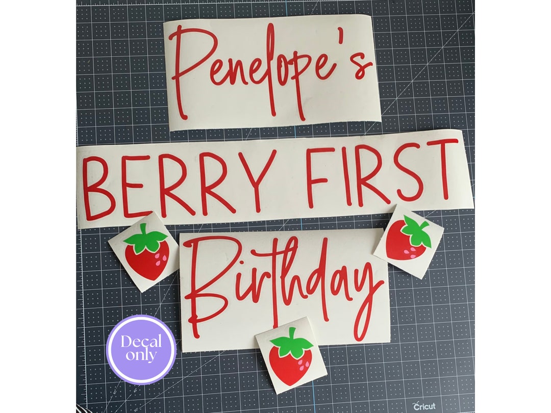 Berry First Birthday Personalised Backdrop Sticker // Balloon Display ...