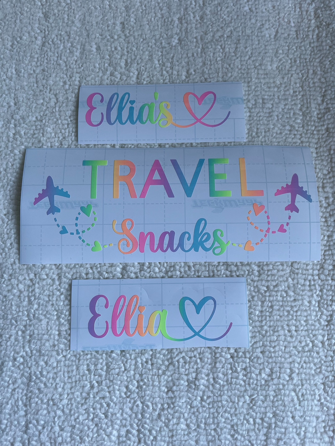 Personalised Travel Snack Box & Water Bottle Sticker // Custom Lunchbox ...
