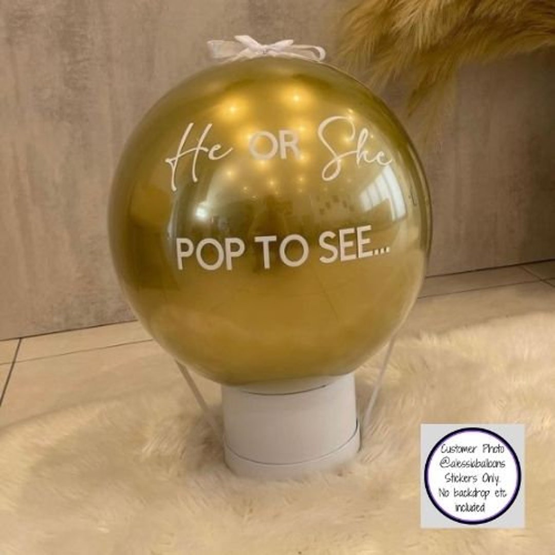 He or She Pop to See Gender Reveal Balloon Decal // Baby Shower Sticker ...