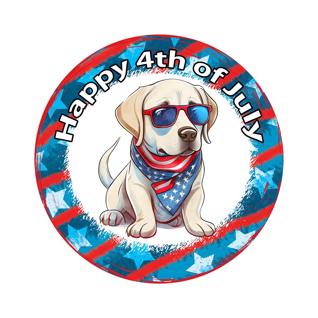 Patriotic Labrador Retriever 4th of July Independence Day Round Metal ...