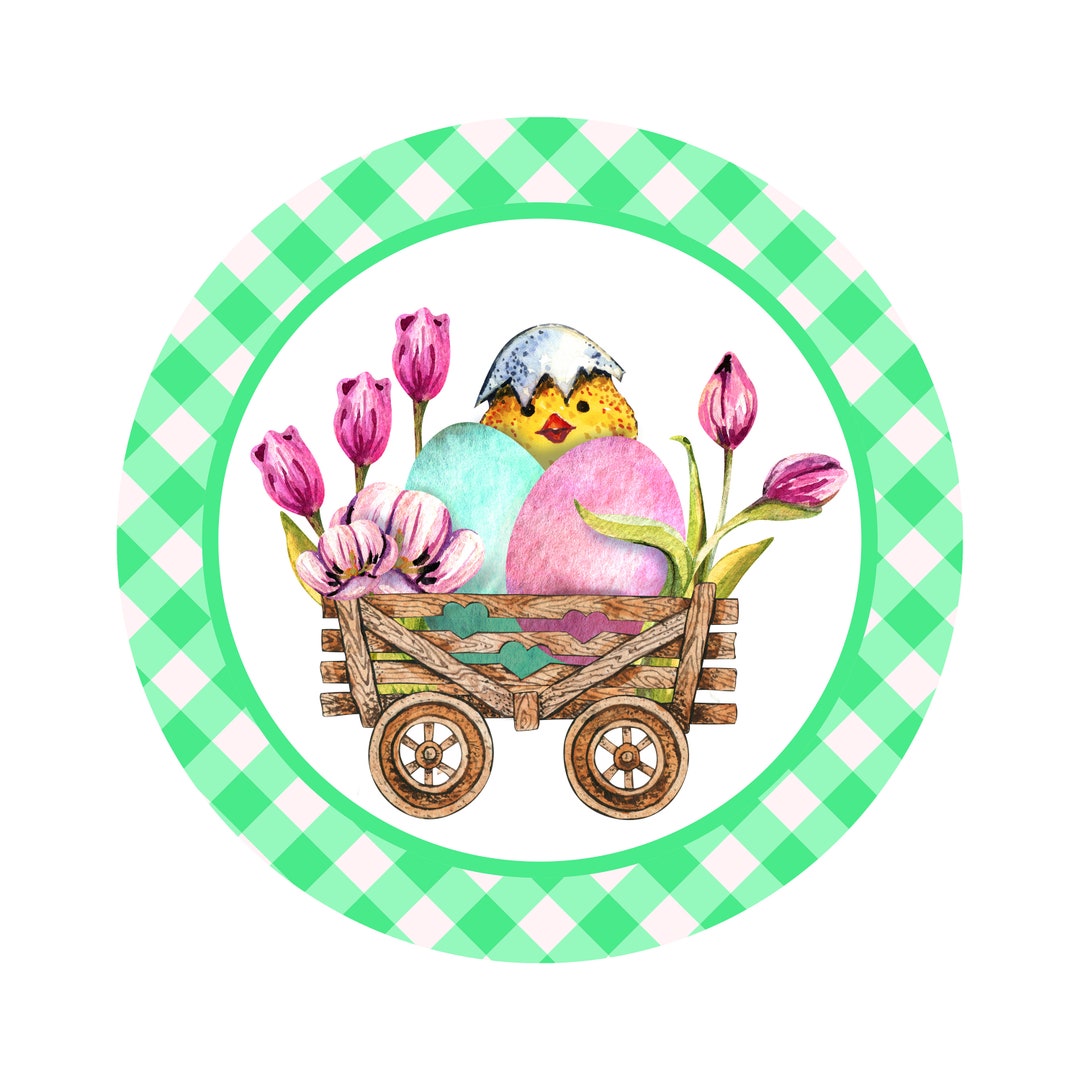 Cute Easter Chick - Round Metal Wreath Sign - Etsy