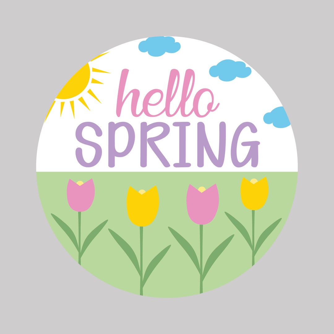 Hello Spring - Round Metal Wreath Sign - Etsy