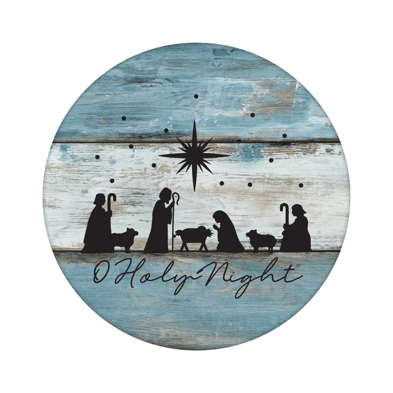 Holy Night Christmas Nativity Round Metal Wreath Sign - Etsy