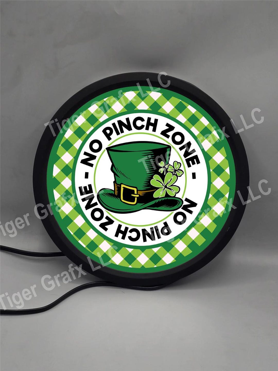 No Pinch Zone - Light up Illuminated Round Wreath Sign, Wall Sign, St ...