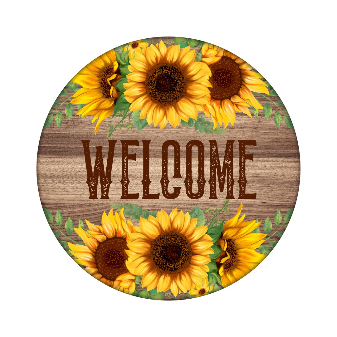 Sunflowers - Round Metal Wreath Sign - Etsy