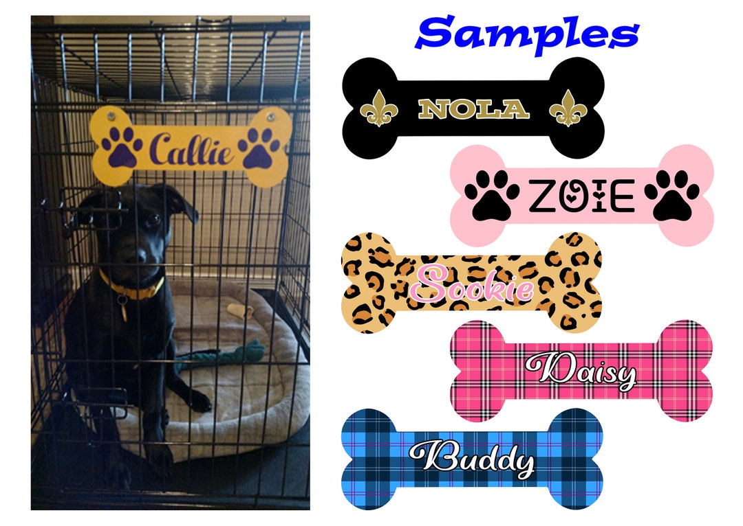 Bone Shape - Custom Personalized Aluminum Name Plate Dog Puppy Kennel ...