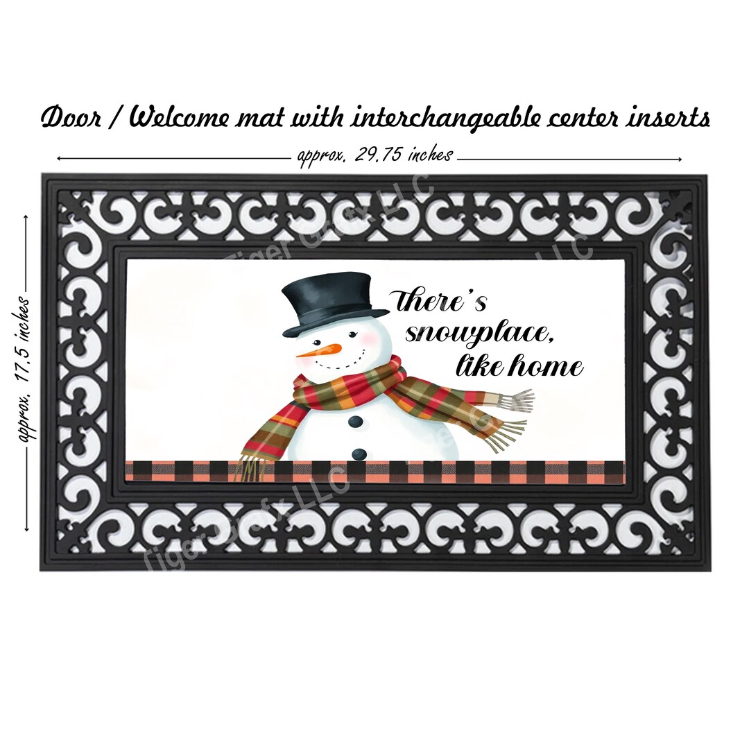 There's Snowplace Like Home Snowman Door Mat, Welcome Mat, Christmas ...