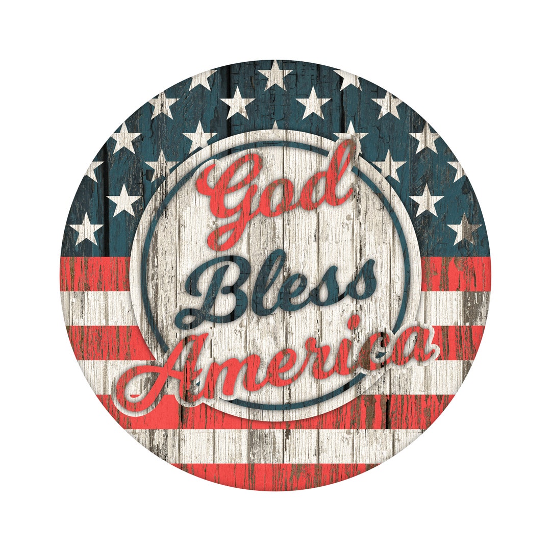God Bless America - Round Metal Wreath Sign - Etsy