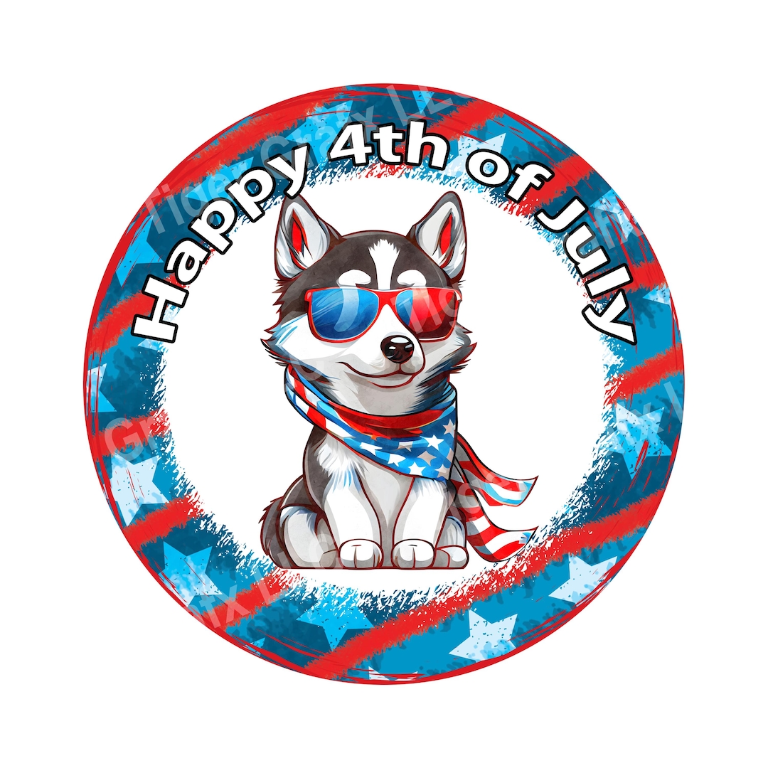 Patriotic Siberian Husky Dog 4th of July Independence Day - Door Hanger ...