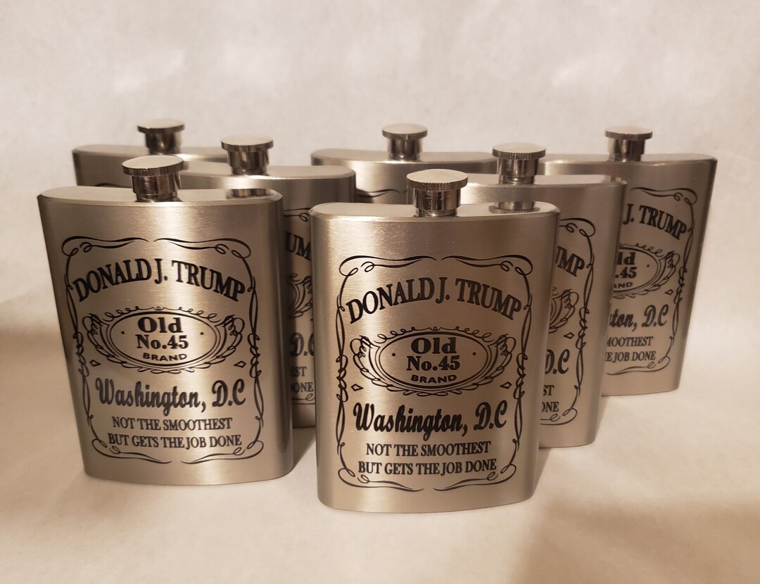 Donald Trump Whiskey Label Style 8 Ounce Stainless Steel Flask ...