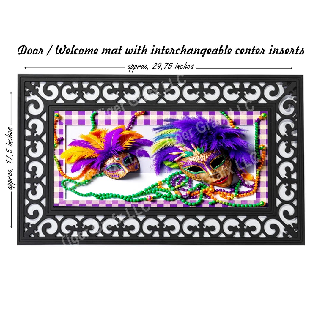 Mardi Gras Doormat, Welcome Mat, Door Mat, Seasonal, Door Mat Insert ...