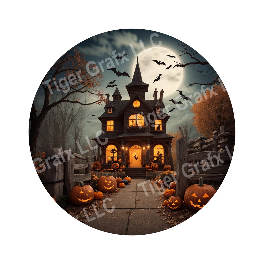 Haunted House - Indoor/outdoor - Door Hanger, Wall Sign, Wreath Sign ...