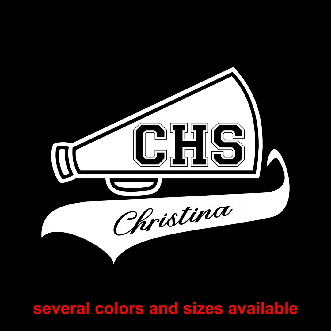 Cheer Megaphone Personalized With Name and School Initials - Die-cut ...