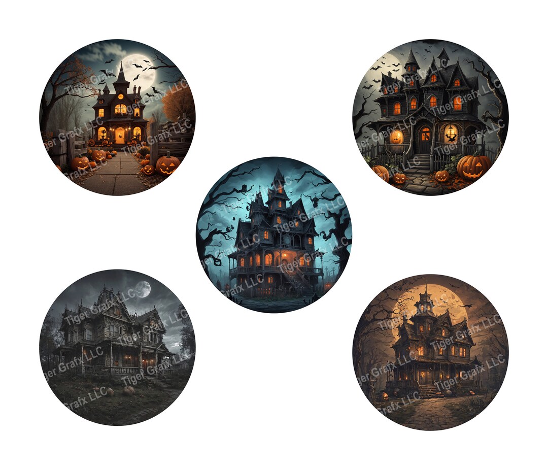 Halloween Haunted House Round Sign Digital Download Png File Bundle ...