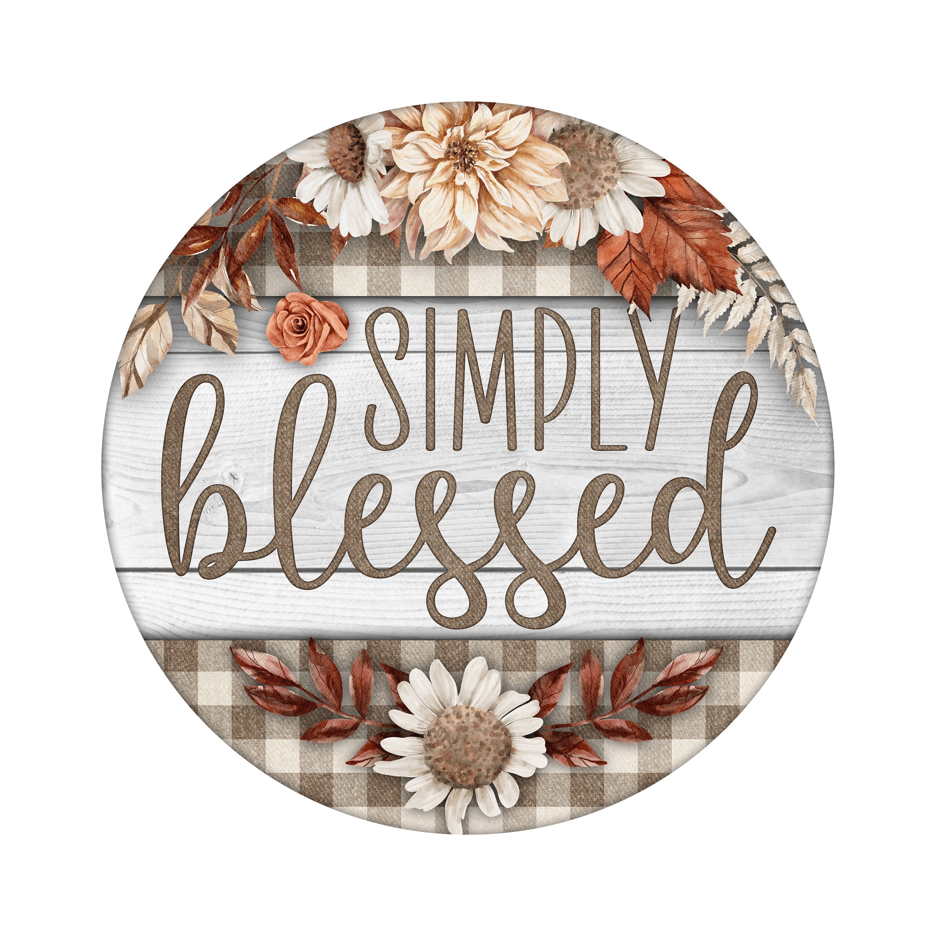 Simply Blessed Round Metal Wreath Sign - Etsy