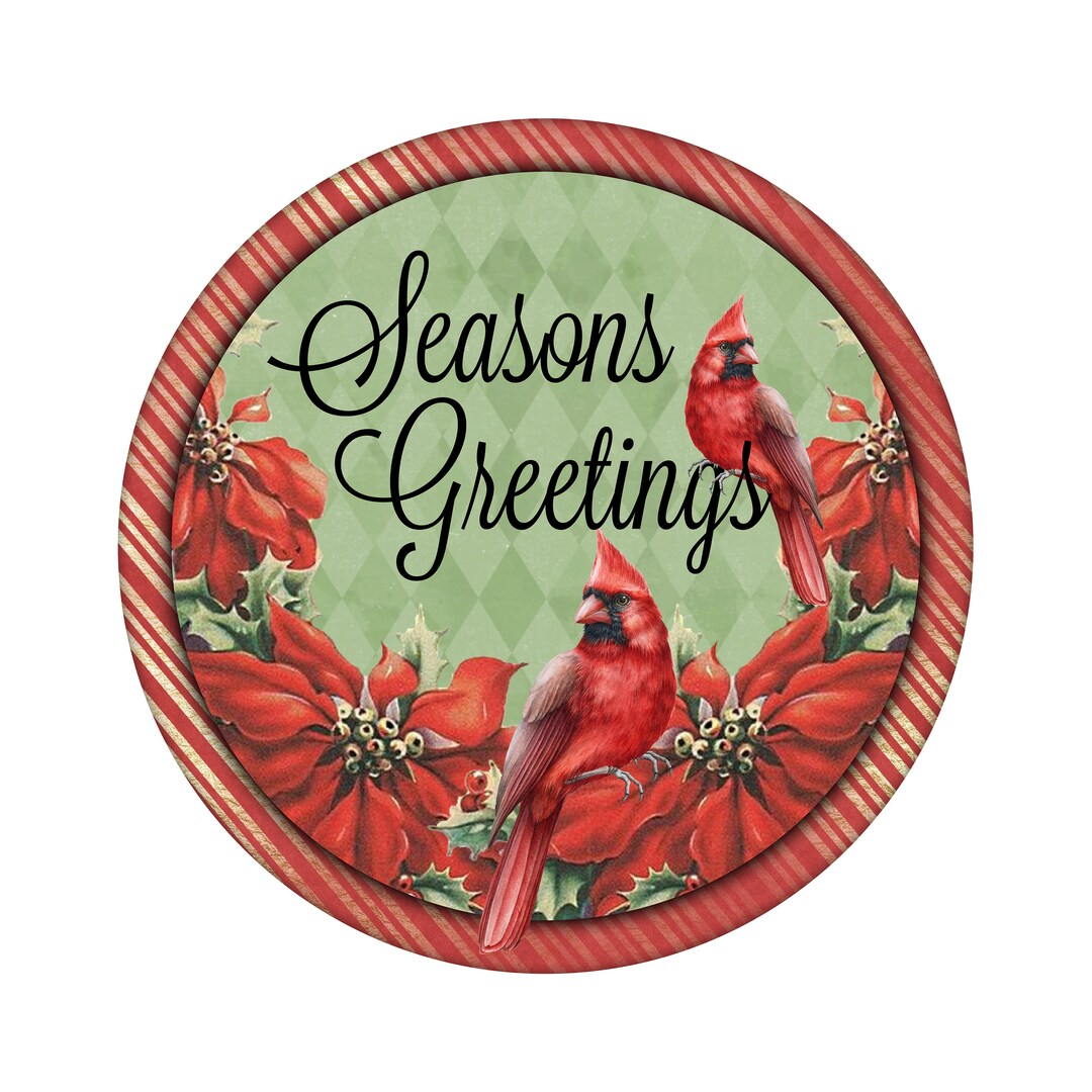 Seasons Greetings - Round Metal Wreath Sign - Etsy