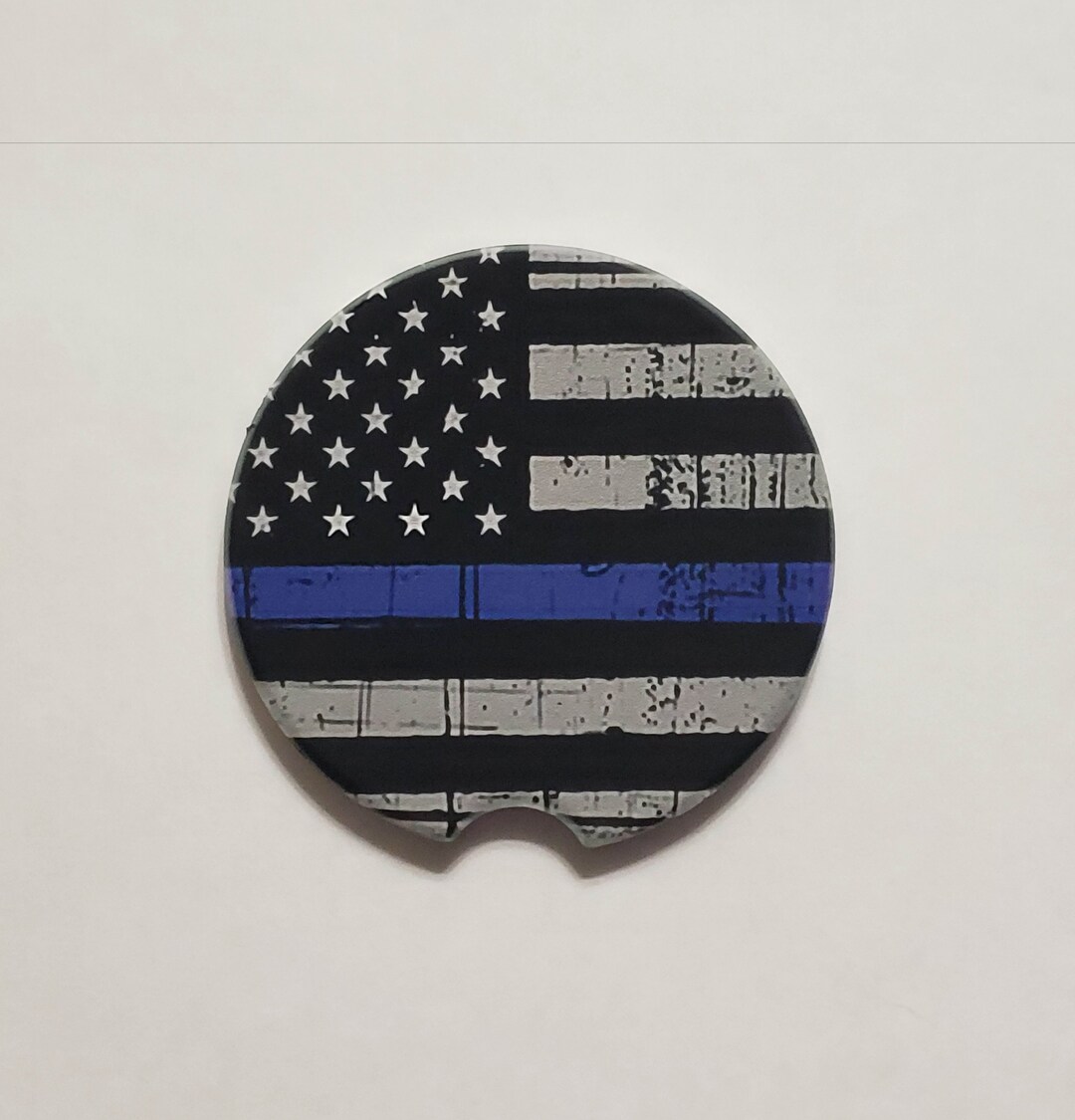 Blue Line American Flag Police - Law Enforcement Sandstone Car Coaster ...