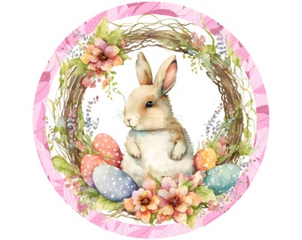 Round Metal Wreath Sign, Easter, Baby Chick, Chicken. Hello Springtime ...