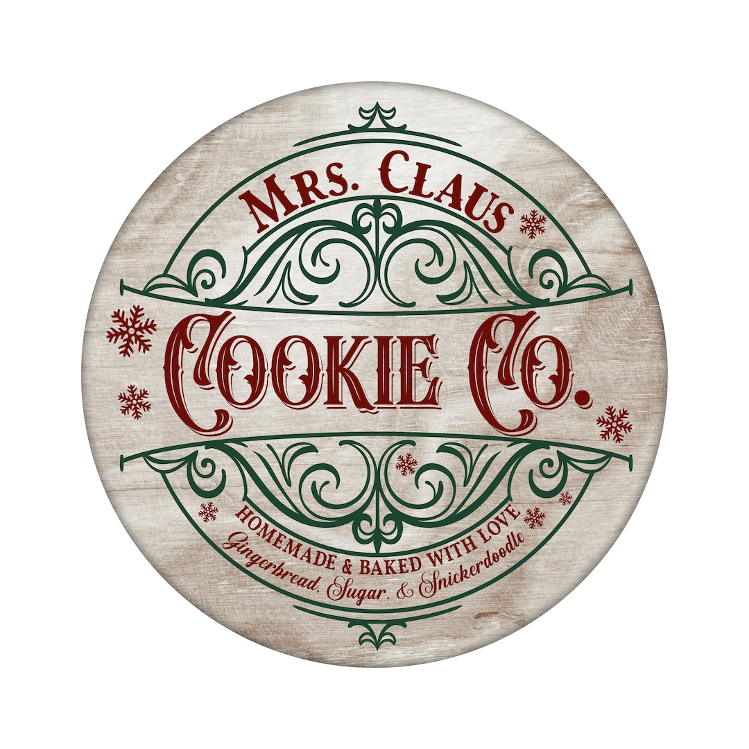 Mrs Claus Cookie Co. - Round Metal Wreath Sign WS-266 - Etsy