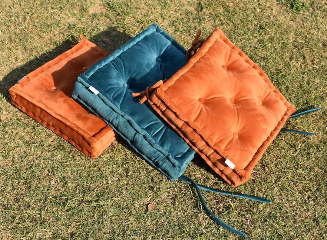 Luxury Velvet Square Box Cushion, Cushion, Handmade Floor Cushion ...
