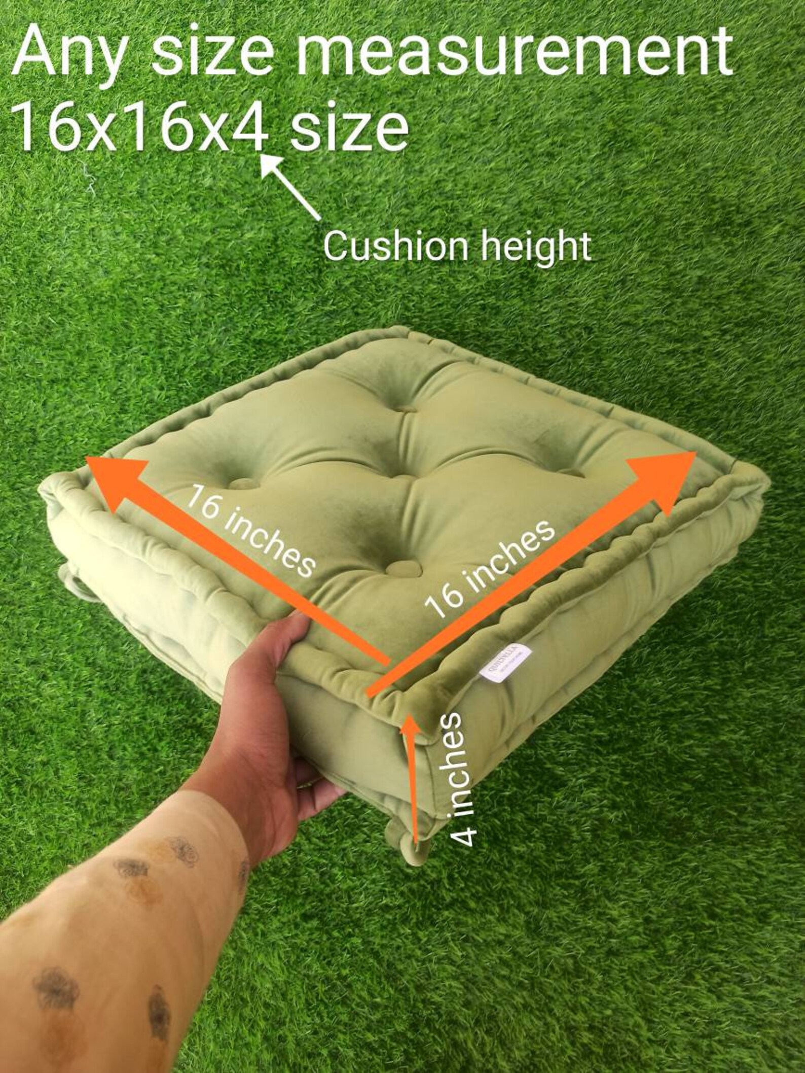 Velvet Square Box Cushion, Handmade Floor Cushion, Indoor &outdoor ...