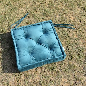 Velvet Square Box Cushion, Handmade Floor Cushion, Indoor &outdoor ...