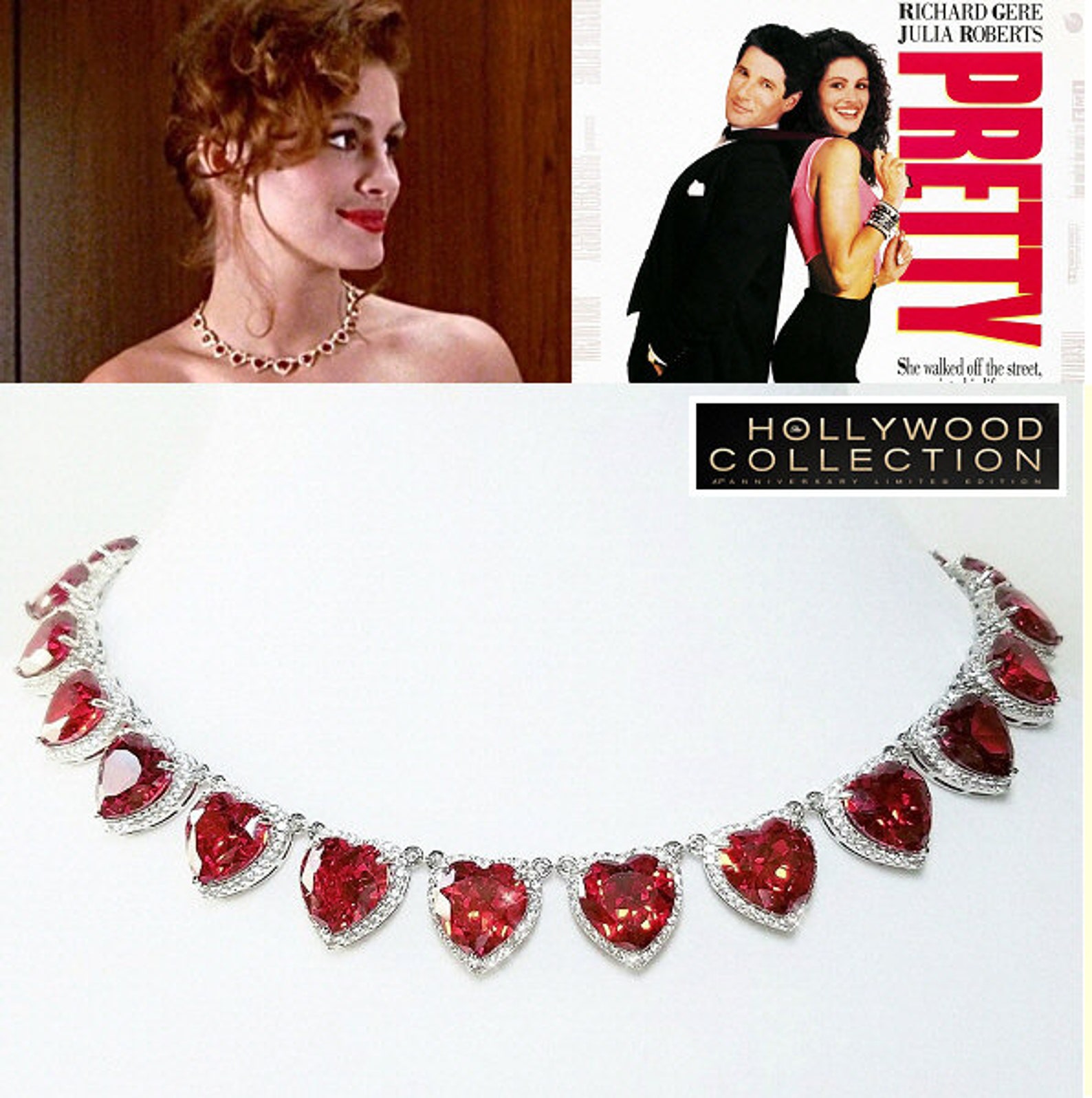 Pretty Woman Necklace Ruby Cz Heart Jewelry Wedding - Etsy