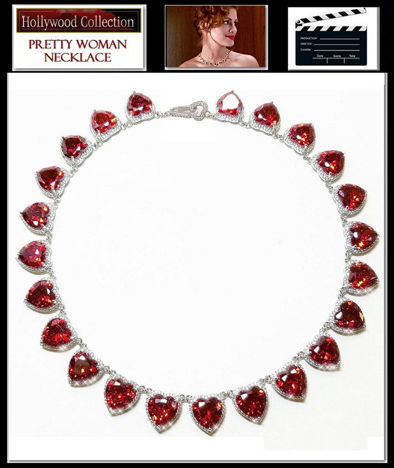 Pretty Woman Necklace Ruby Cz Heart Jewelry Wedding - Etsy